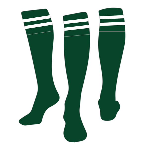 Forest Green/White Striped Rugby Socks - CLEARANCE SPECIAL – KiwiTeamwear